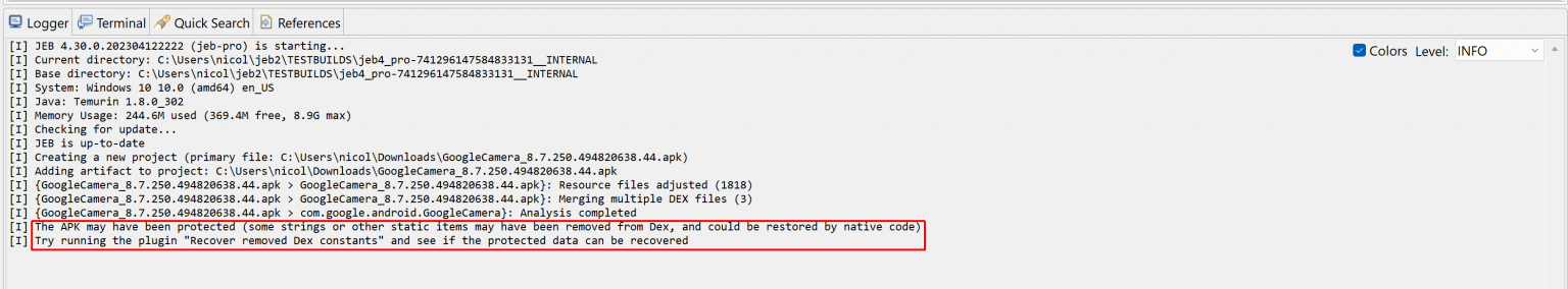Recovering JNI registered natives, recovering protected string constants – JEB in Action